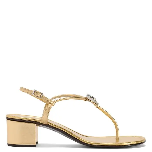 GIUSEPPE ZANOTTI Maeeve 40 Leather Thong Sandals With Rhinestone Detail