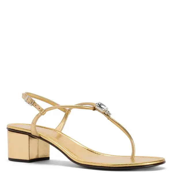 GIUSEPPE ZANOTTI Maeeve 40 Leather Thong Sandals With Rhinestone Detail