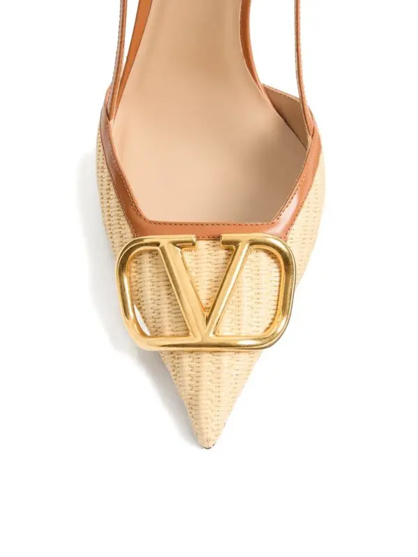 Valentino Garavani Vlogo Signature Leather Slingback Pumps - Beige