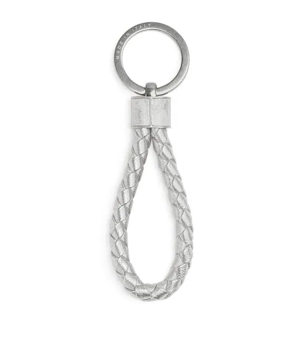 Bottega Veneta Intreccio Keyring - Silver