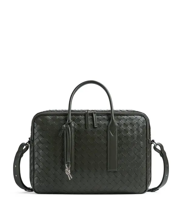Bottega Veneta Leather Intrecciato Getaway Briefcase - Green