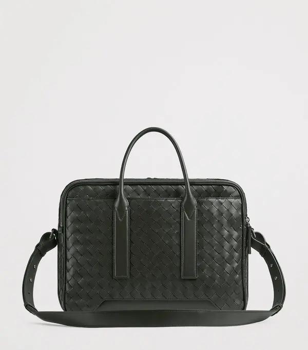 Bottega Veneta Leather Intrecciato Getaway Briefcase - Green