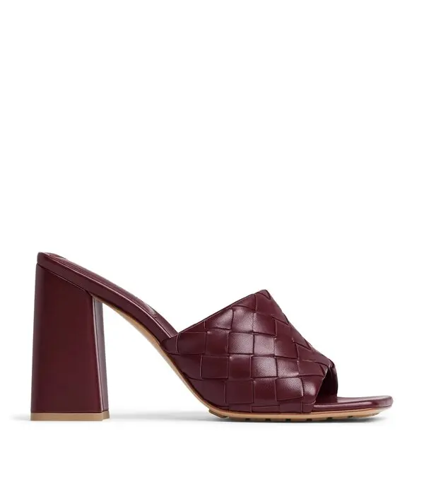 Bottega Veneta Lambskin Parco Heeled Mules - Red