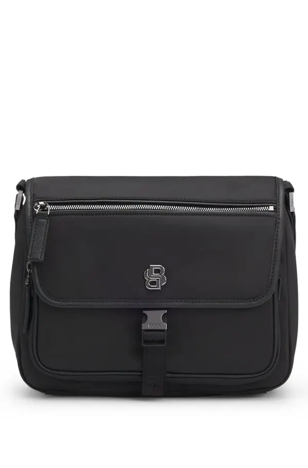 BOSS Twill Crossbody Bag With Monogram - Black