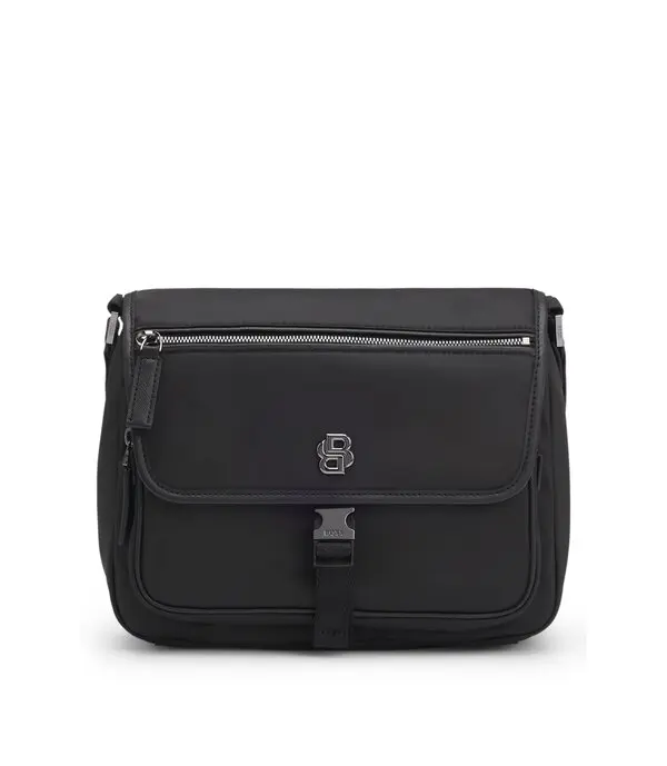 BOSS Twill Crossbody Bag With Monogram - Black