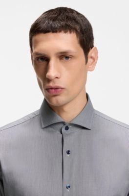 BOSS Easy-iron Slim-fit Shirt In Stretch Cotton - Grey