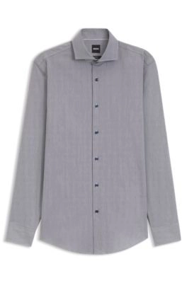 BOSS Easy-iron Slim-fit Shirt In Stretch Cotton - Grey
