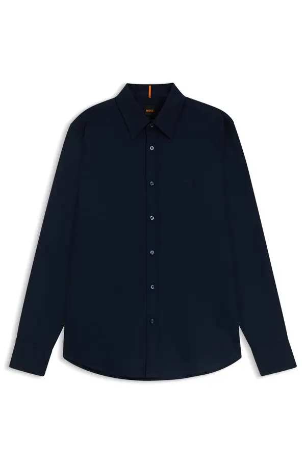 BOSS Regular-fit Shirt In Stretch-cotton Dobby - Dark Blue