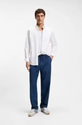 BOSS Regular-fit Shirt In Stretch-cotton Dobby - White