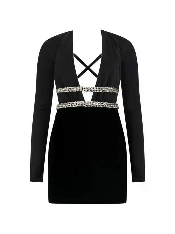 Roberto Cavalli Embellished V-neck Mini Dress