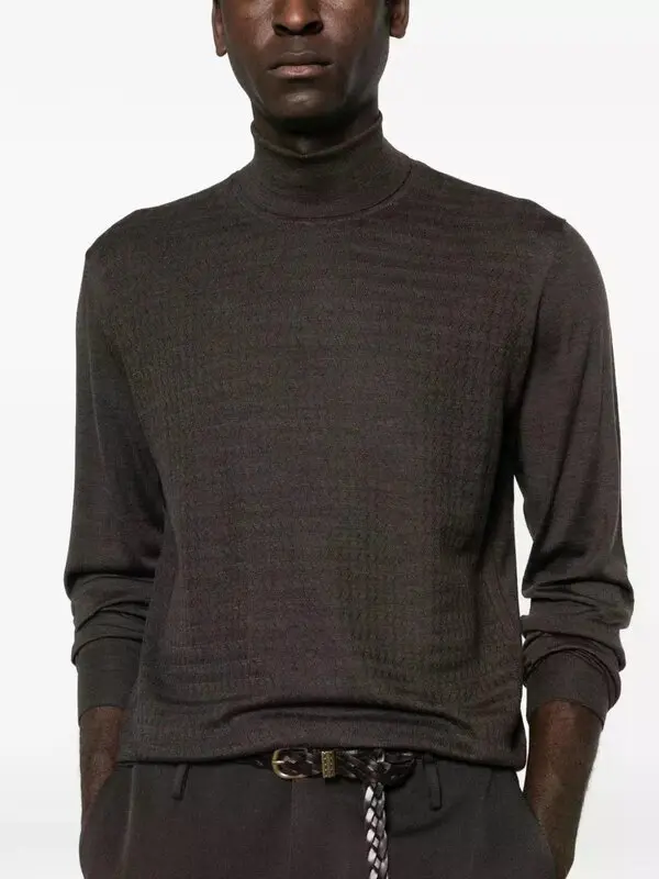 Corneliani Patterned Roll-neck Sweater - Brown