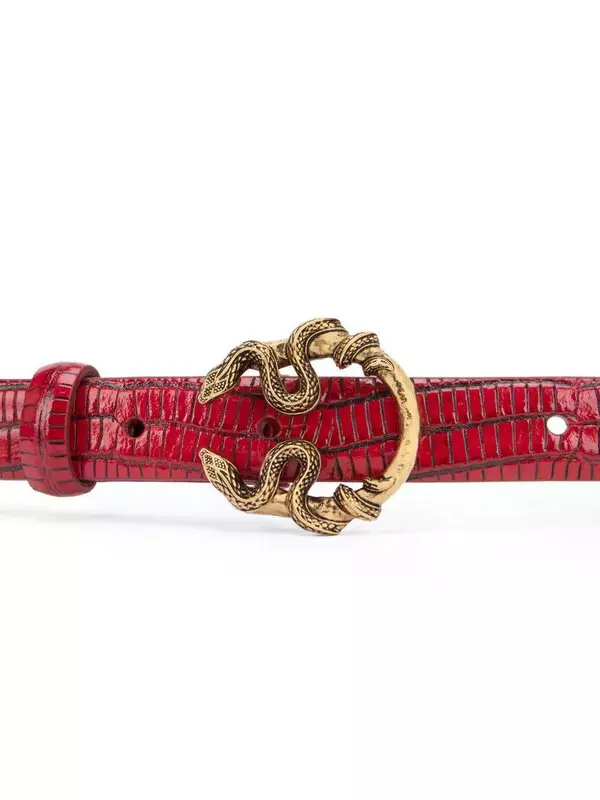 Roberto Cavalli Leather Belt With Serpentine Buckle