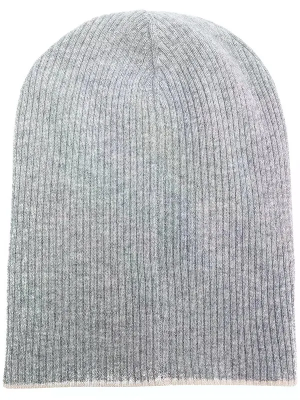 Brunello Cucinelli Rib Knit Beanie - Grey