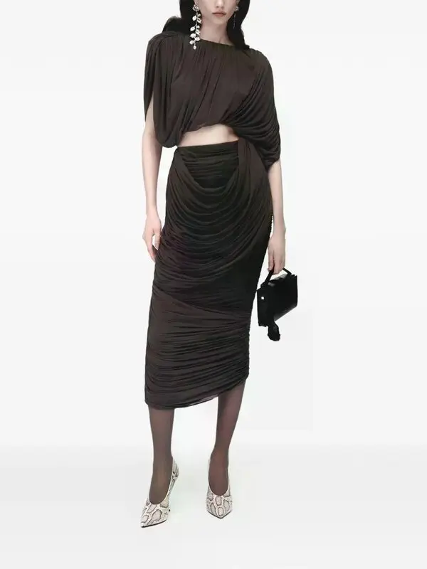 Magda Butrym Draped Midi Skirt - Brown