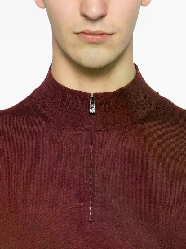 Corneliani Zip-up Mock-neck Sweater - Red