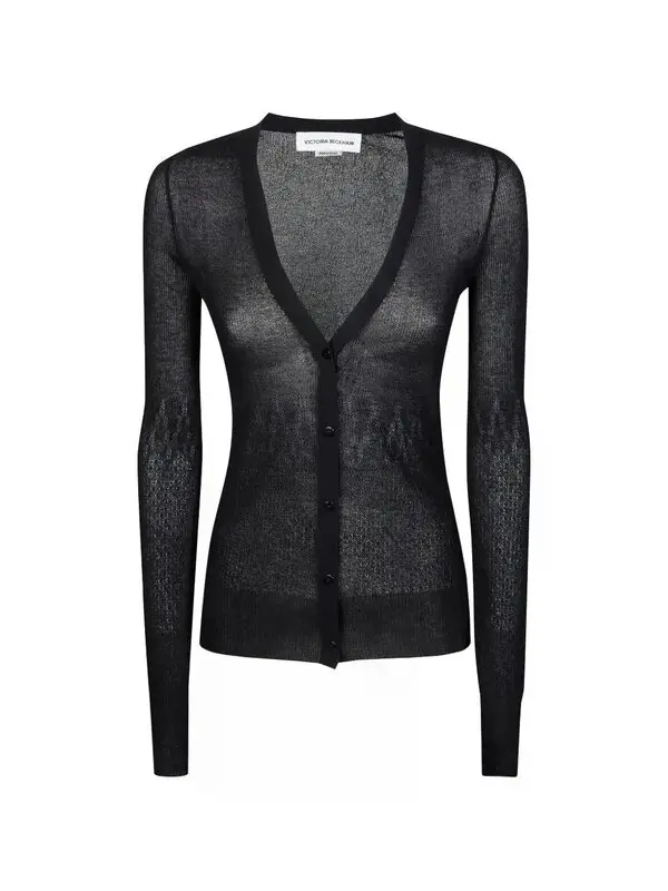 Victoria Beckham Ribbed Cardigan - Black