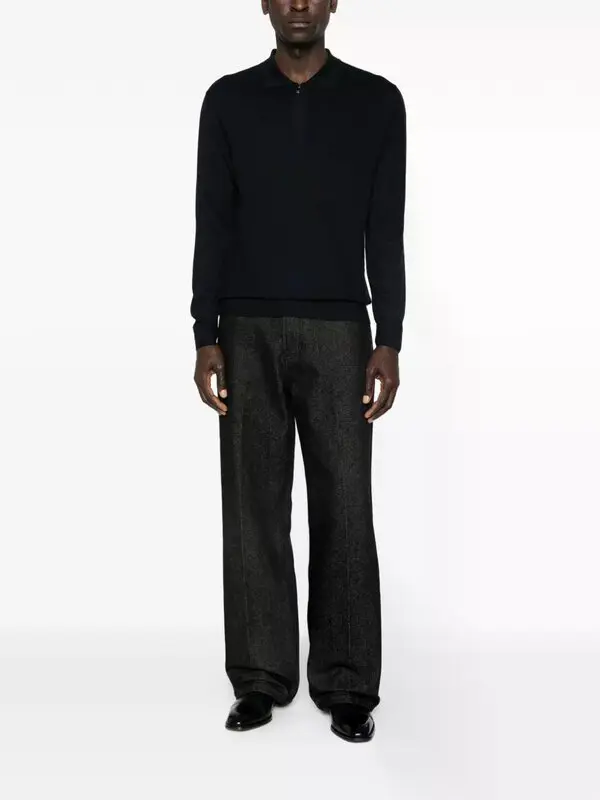 Corneliani Zip Knitted Polo Shirt