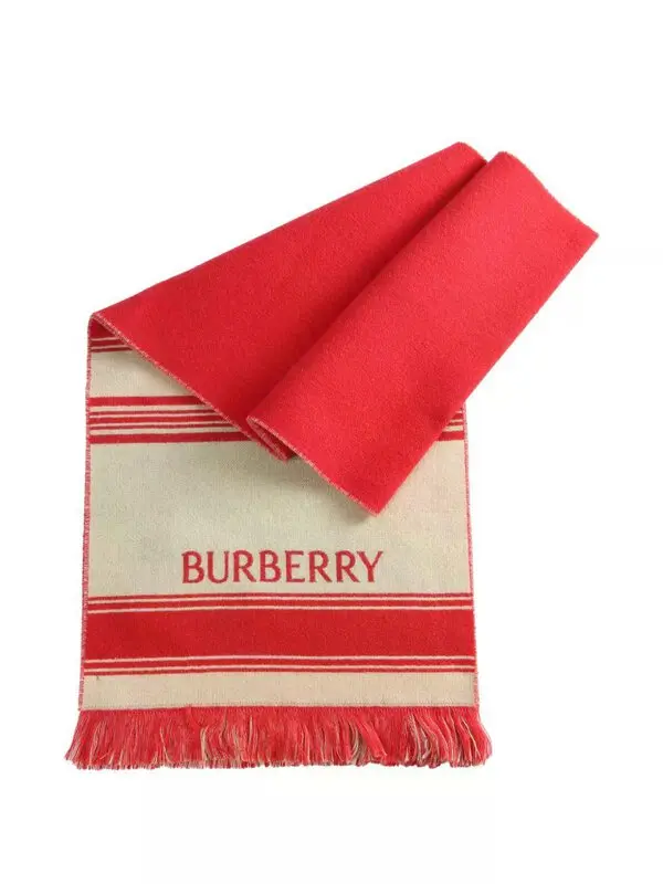 Burberry Striped Scarf - Red