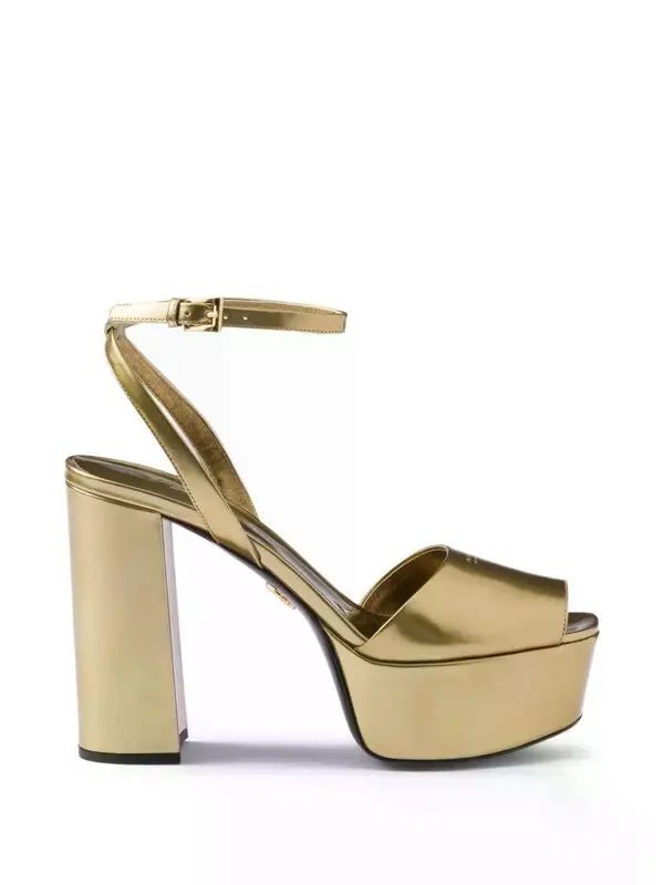 Prada Metallic Platform Sandals - Gold