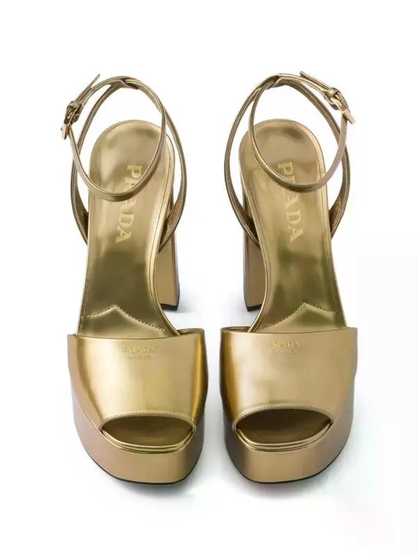 Prada Metallic Platform Sandals - Gold