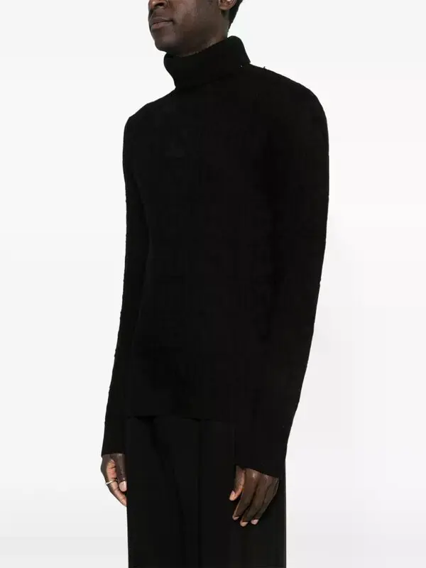 John Richmond Patterned Rollneck Sweater - Black