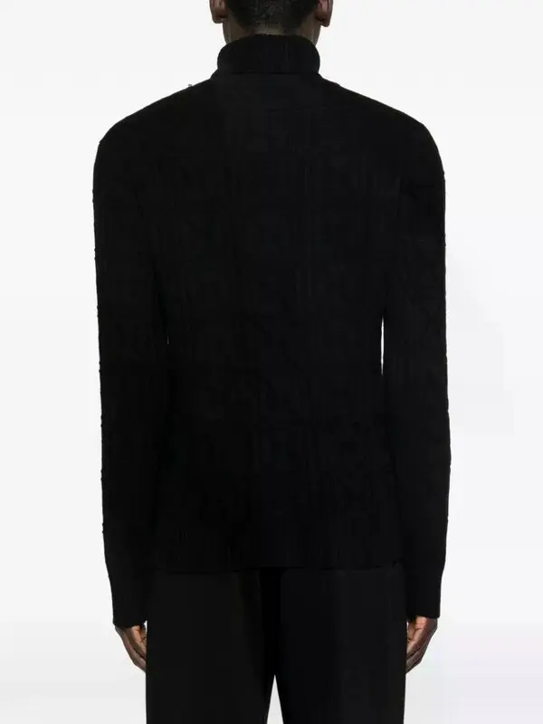 John Richmond Patterned Rollneck Sweater - Black