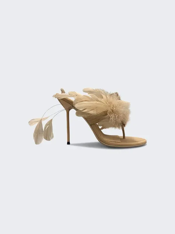 Paris Texas Lidia Feather Thong Mule