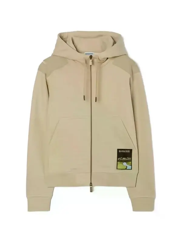 Burberry Landscape-label Zip Hoodie - Neutrals