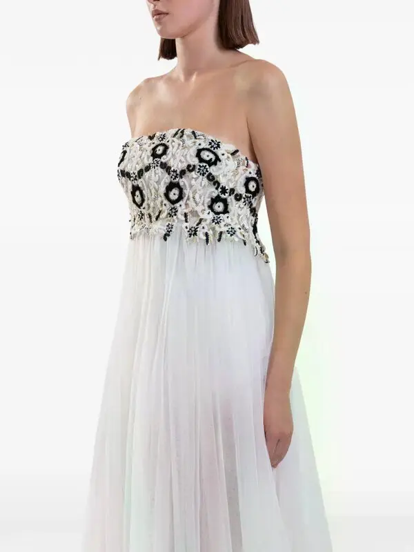 Saiid Kobeisy Embroidered Tulle Maxi Dress - White | Editorialist