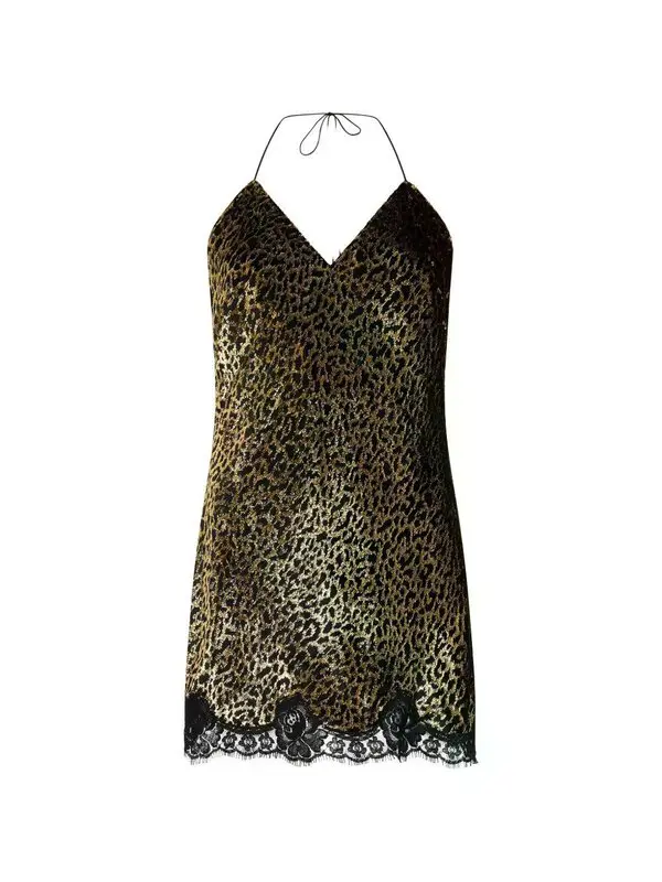 Roberto Cavalli Leopard-print Lace Slip Dress
