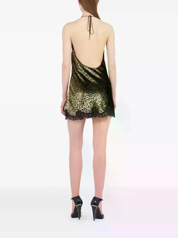 Roberto Cavalli Leopard-print Lace Slip Dress