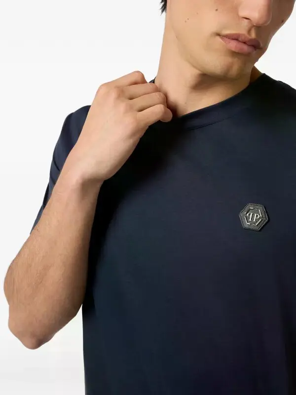 Philipp Plein Round-neck Logo-appliqué T-shirt - Blue