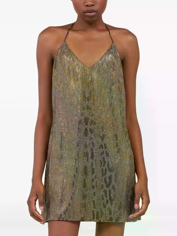 Roberto Cavalli Rhinestone V-neck Mini Dress