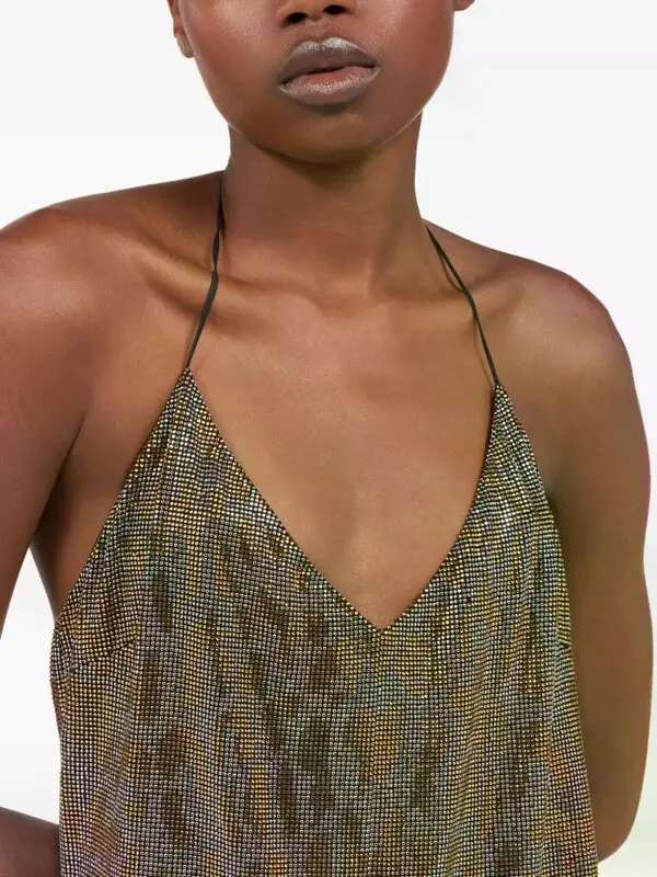 Roberto Cavalli Rhinestone V-neck Mini Dress
