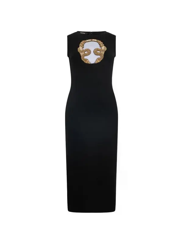 Roberto Cavalli Embroidered Cut-out Midi Dress