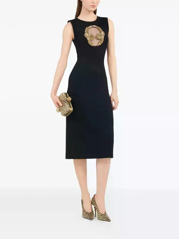 Roberto Cavalli Embroidered Cut-out Midi Dress