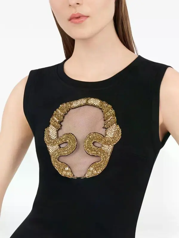 Roberto Cavalli Embroidered Cut-out Midi Dress