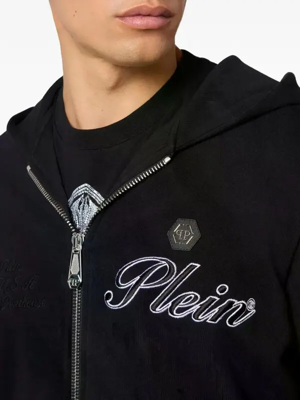 Philipp Plein Logo-embroidered Zip Hoodie