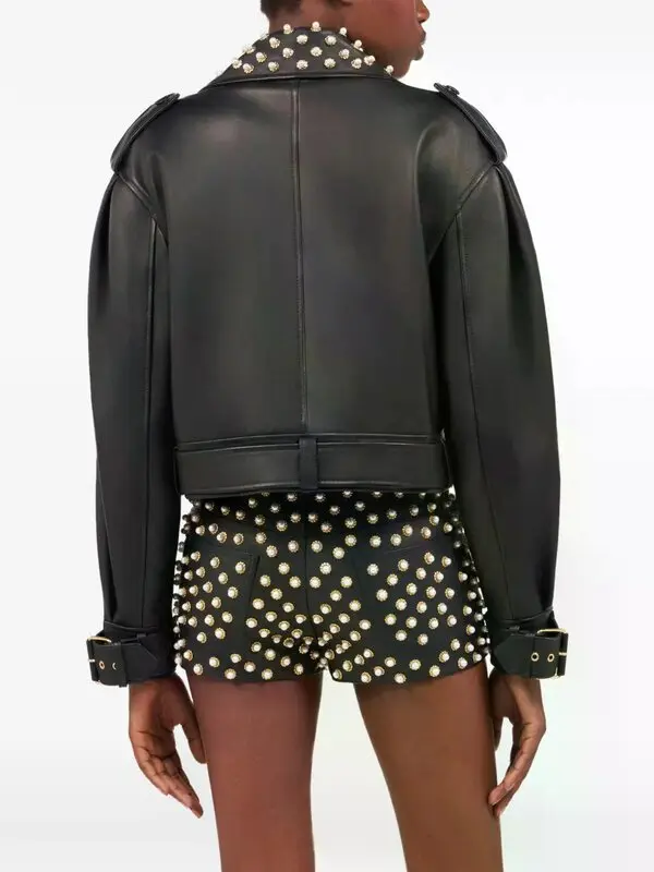 Roberto Cavalli Studded Belted Leather Jacket