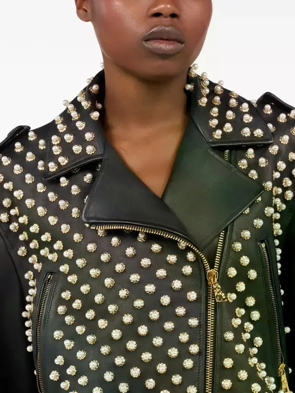 Roberto Cavalli Studded Belted Leather Jacket