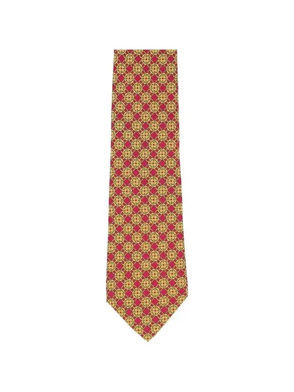 Hermès Patterned Geometrical Silk Tie - Red