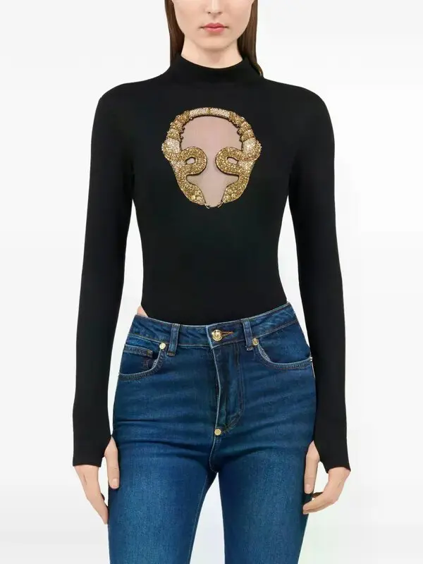 Roberto Cavalli Embroidered Long-sleeve Top