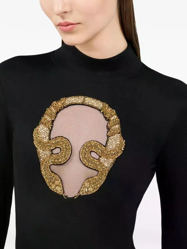Roberto Cavalli Embroidered Long-sleeve Top