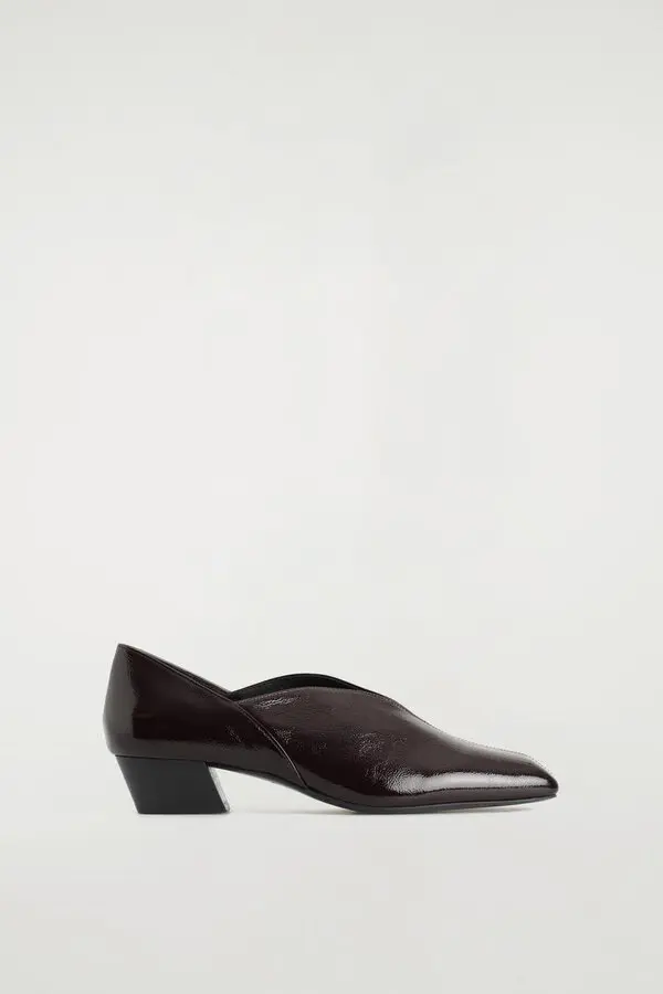 Cos Angular Leather Heeled Ballerinas - Red