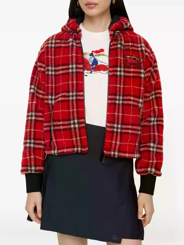 Burberry Check Hooded Fleece Jacket