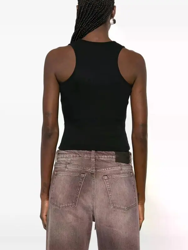 Balenciaga Lace-fastening Logo Tank Top - Black