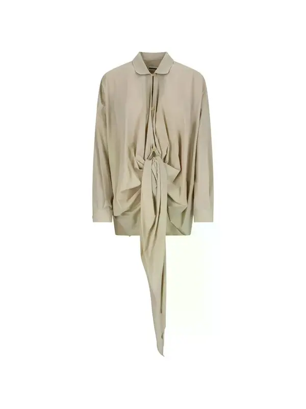 DARKPARK Romy Tie-fastening Draped Shirt - Neutrals