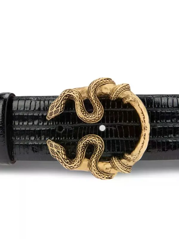 Roberto Cavalli Serpentine Buckle Leather Belt