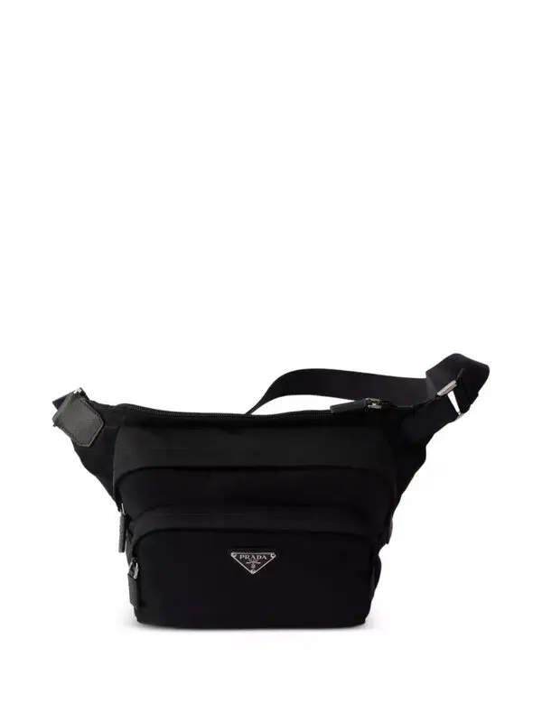Prada Logo-plaque Shoulder Bag - Black
