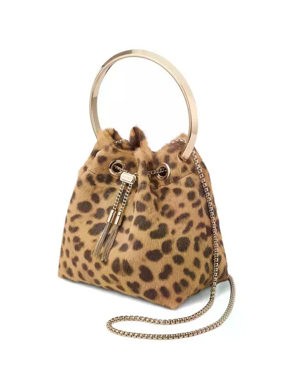 JIMMY CHOO Bon Bon Leopard-print Mini Bag With Circle Handle - Neutrals